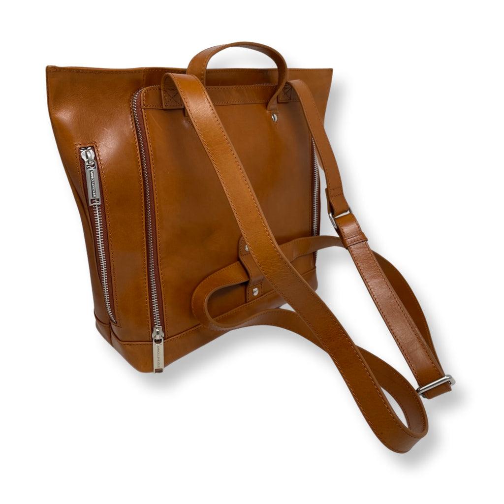 Sac à Dos en Cuir Véritable Cognac | Annick Levesque | Lore ...