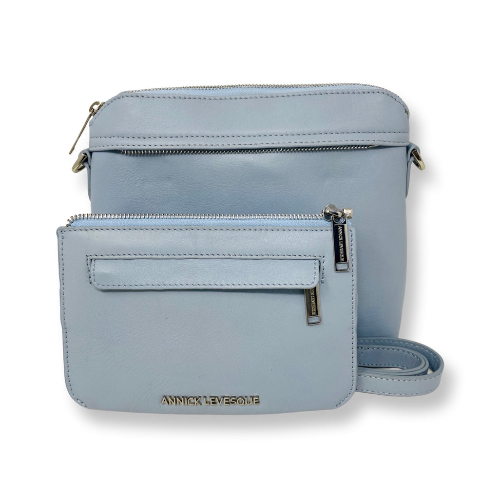 Small Light Blue Leather Handbag | Annick Levesque | Brigitte ...